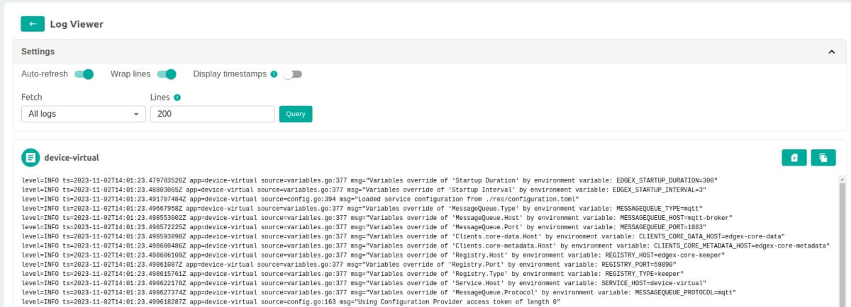 IOTech Support: Logging in Edge Central